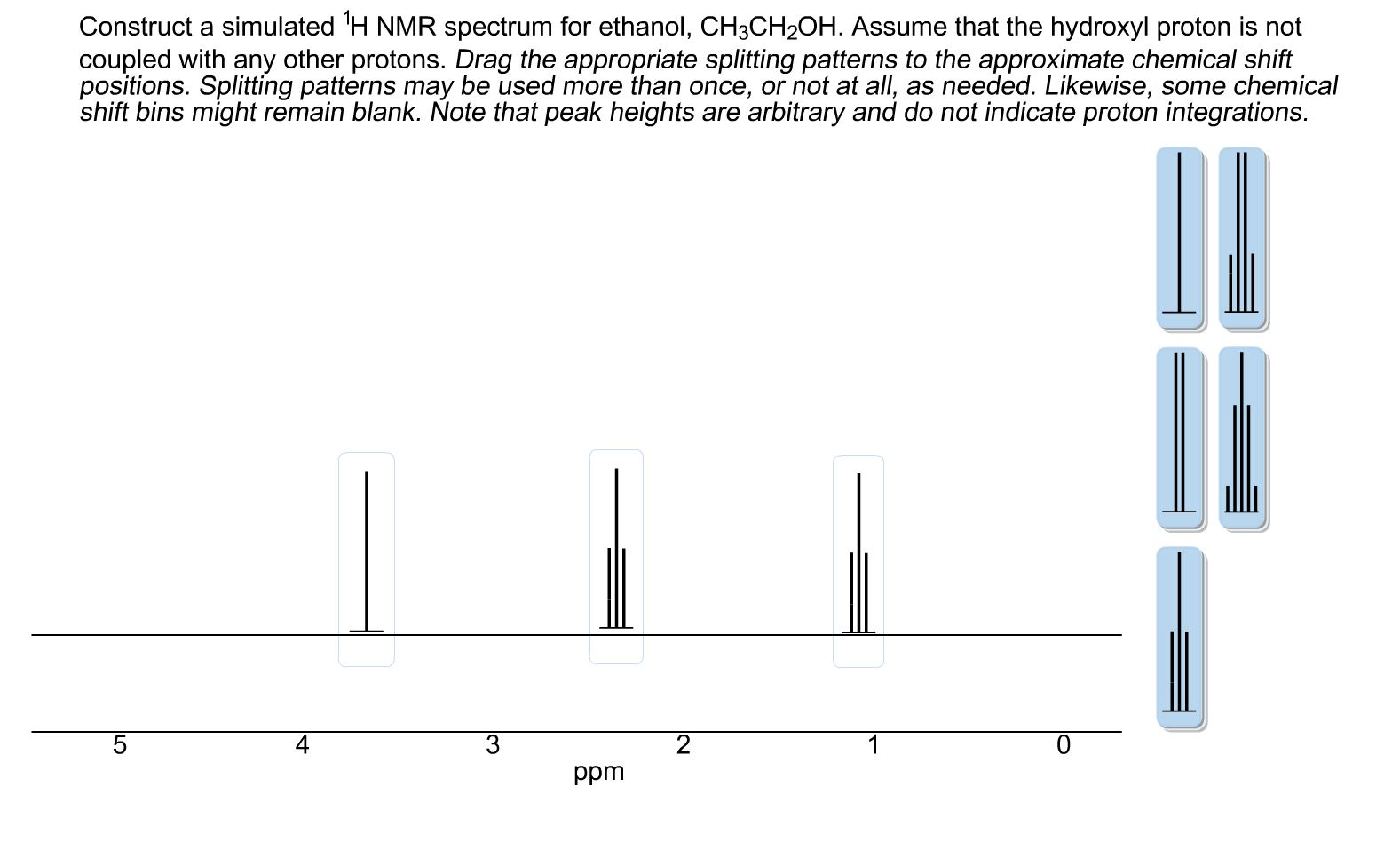 Solved: Construct A Simulated 1H NMR Spectrum For Ethanol,... | Chegg.com Solved: Construct A Simulated 1H NMR Spectrum For Ethanol,... | Chegg.com