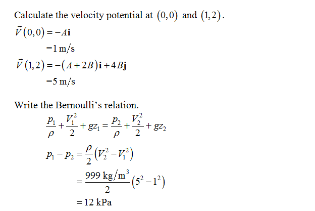 (Solved) - Consider the flow field represented by the velocity potential... - (1 Answer ...