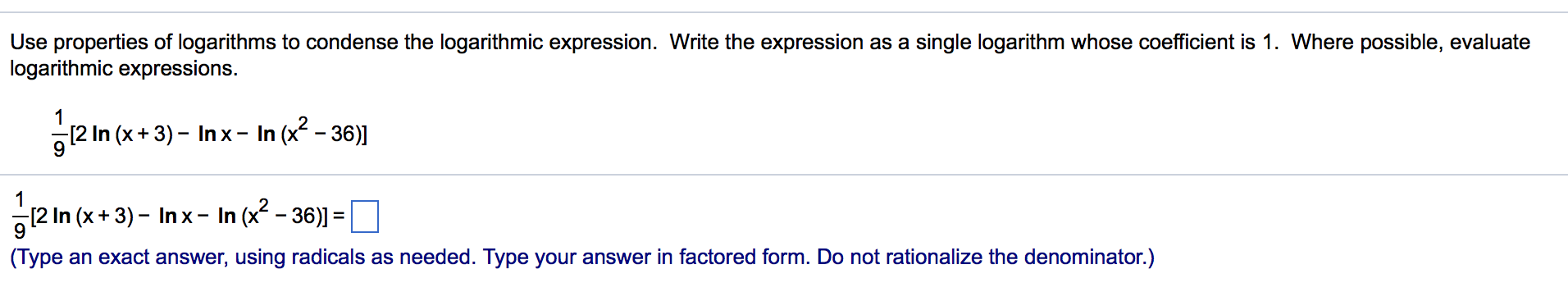 Condense Each Expression To Single Logarithm Condense Each Expression To Single Logarithm