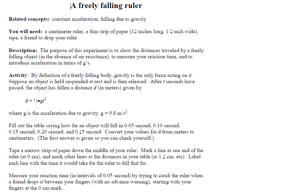 Acceleration due to gravity lab answers falling object - lokasingoal