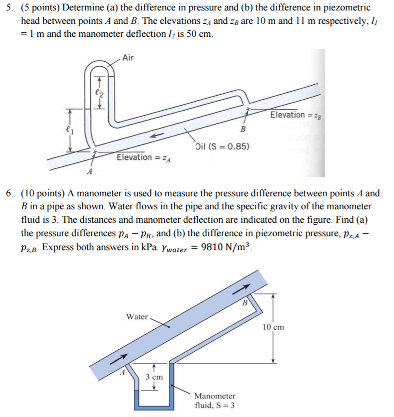 Solved: Determine The Difference In Pressure And The Diffe... | Chegg.com Solved: Determine The Difference In Pressure And The Diffe... | Chegg.com