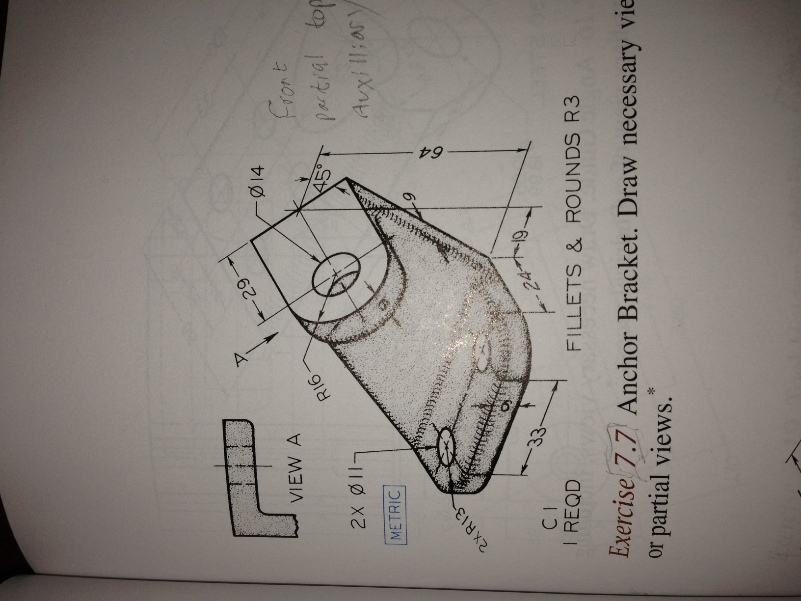 Anchor Bracket. Draw Necessary Views Or Partial Vi... | Chegg.com Anchor Bracket. Draw Necessary Views Or Partial Vi... | Chegg.com