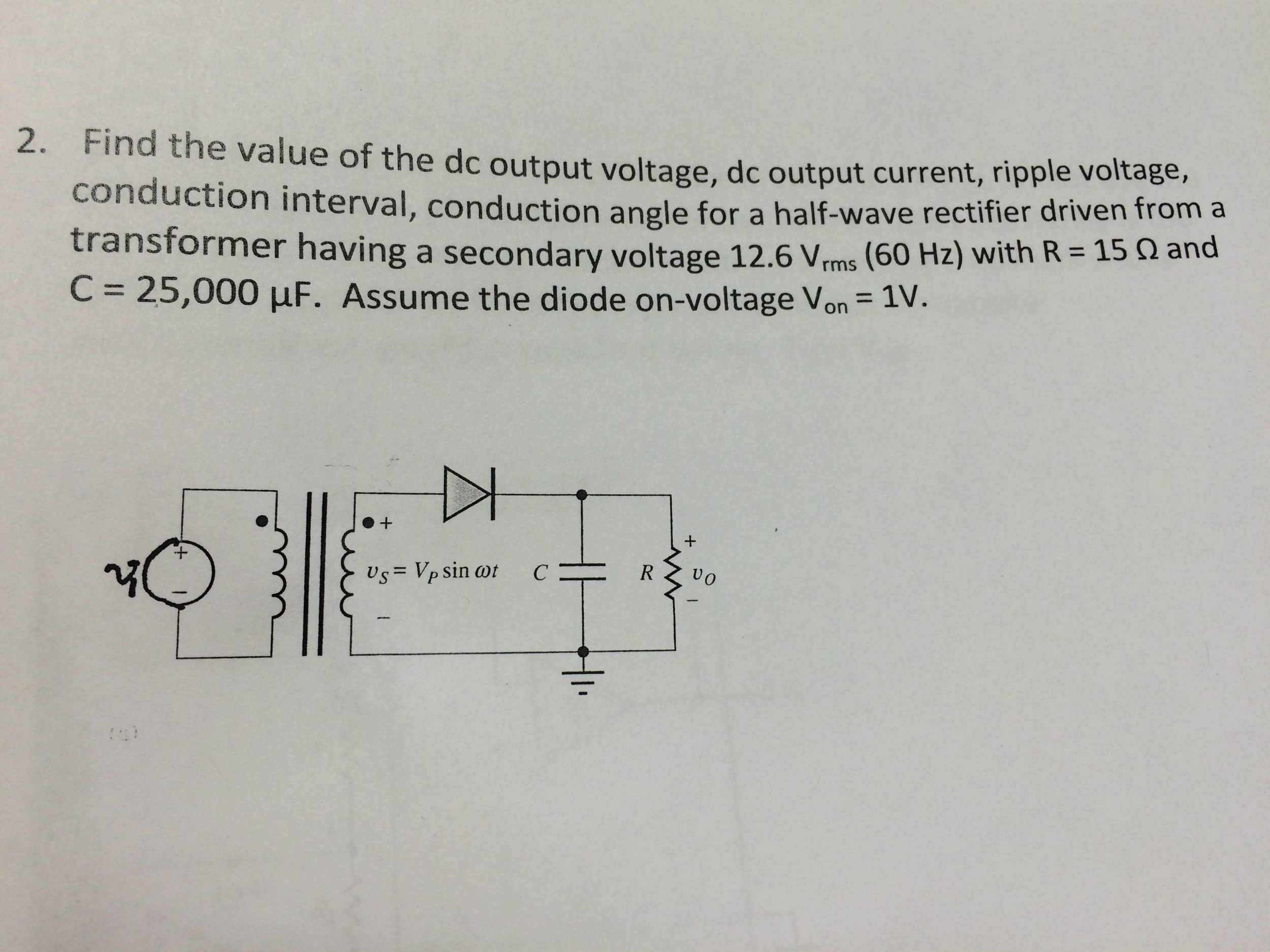 Solved 2 Find The Value Of The Dc Output Voltage Dc Out