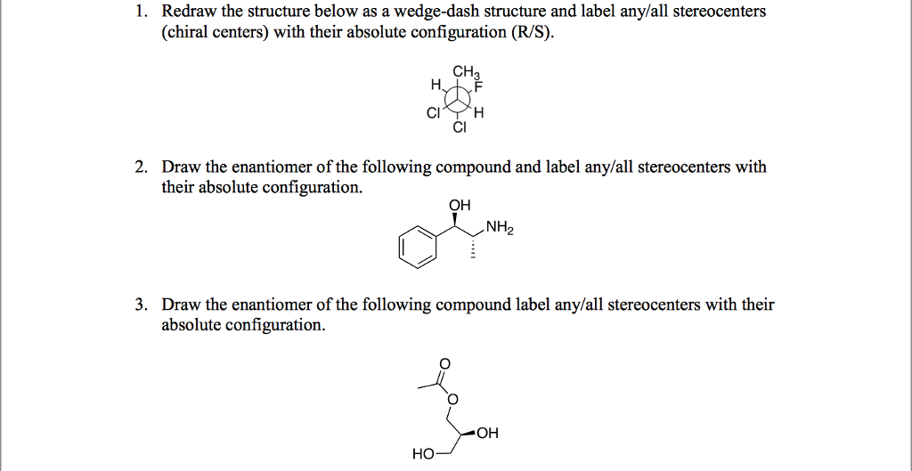 Solved Redraw the structure below as a wedge-dash structure | Chegg.com