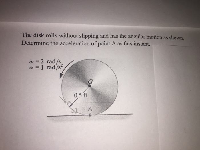 Solved The disk rolls without slipping and has the angular | Chegg.com
