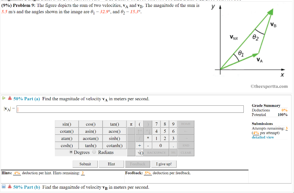 (9%) Problem 9: The figure depicts the sum of two | Chegg.com