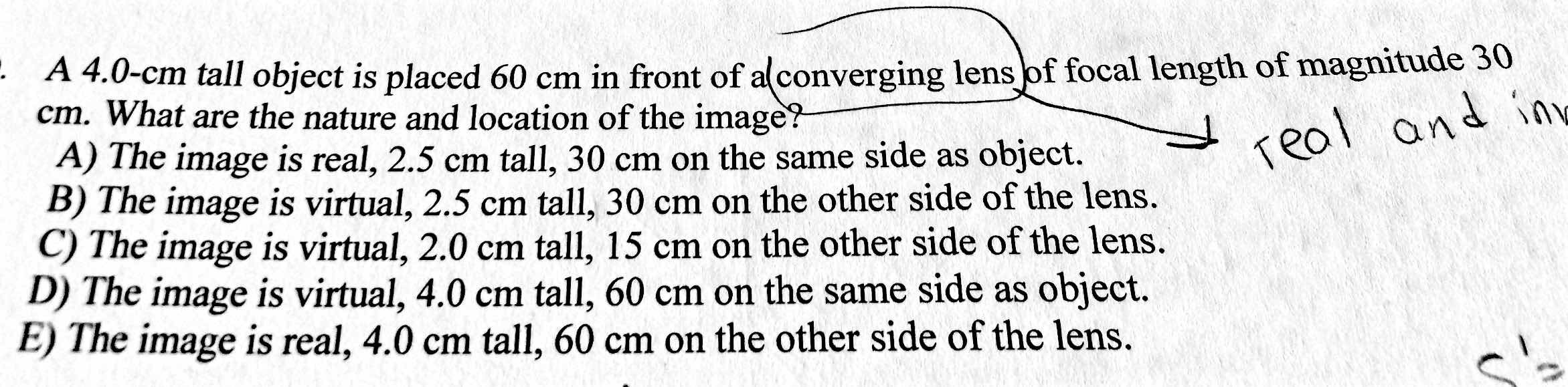 Solved: A 4.0-cm Tall Object Is Placed 60 Cm In Front Of A... | Chegg.com