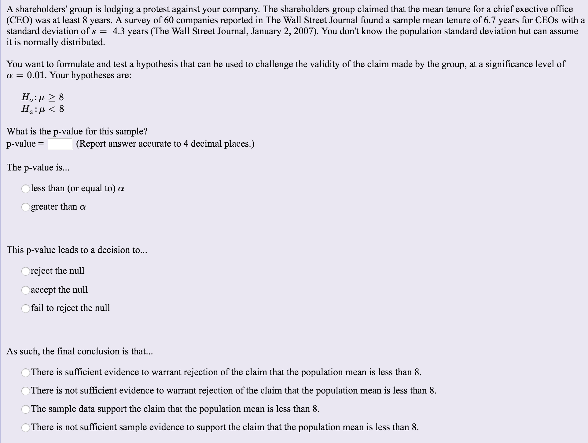 Solved A shareholders' group is lodging a protest against | Chegg.com