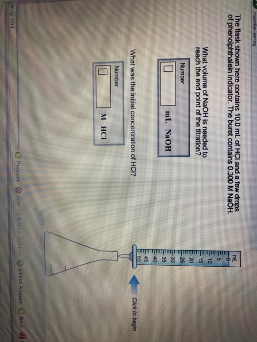 Solved: The Flask Shown Here Contains 10.0 ML Of HCI And A... | Chegg.com