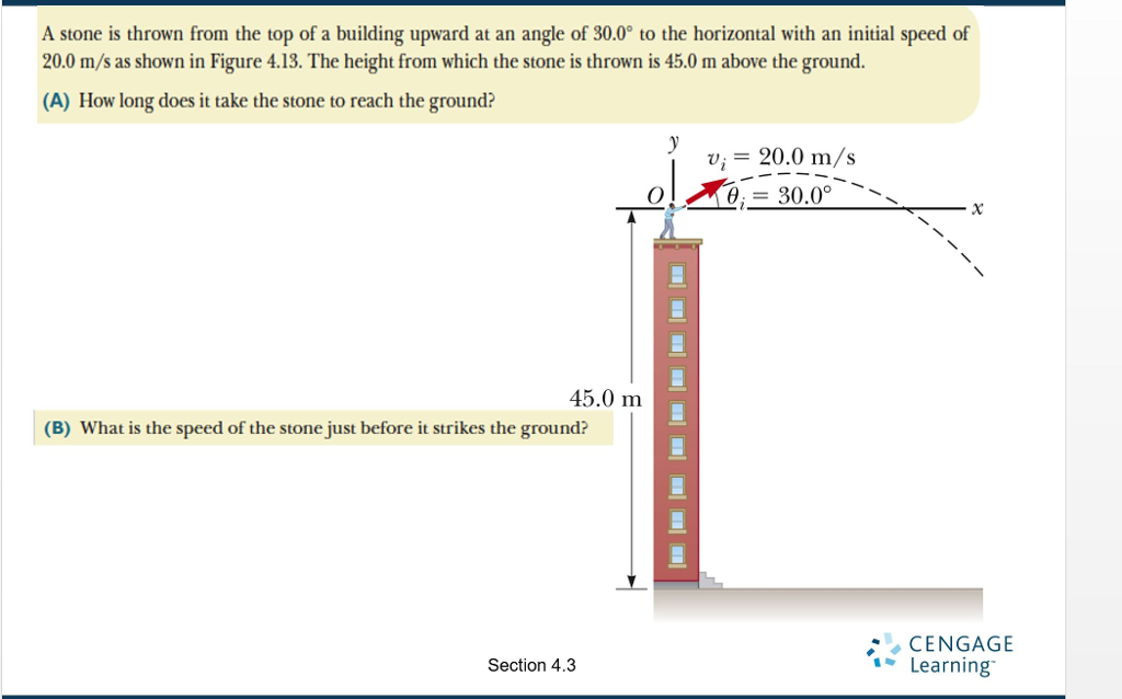 Solved: A Stone Is Thrown From The Top Of A Building Upwar... | Chegg.com