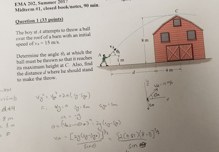 Solved: The Boy At A Attempts To Throw A Ball Over The Roo... | Chegg.com