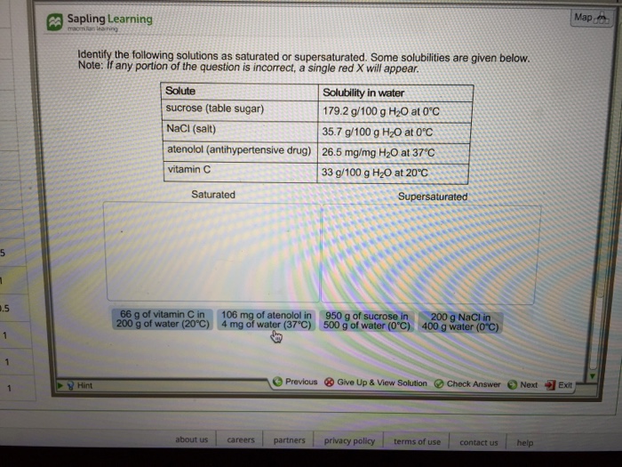 Solved: Map Sapling Learning Identify The Following Soluti... | Chegg.com