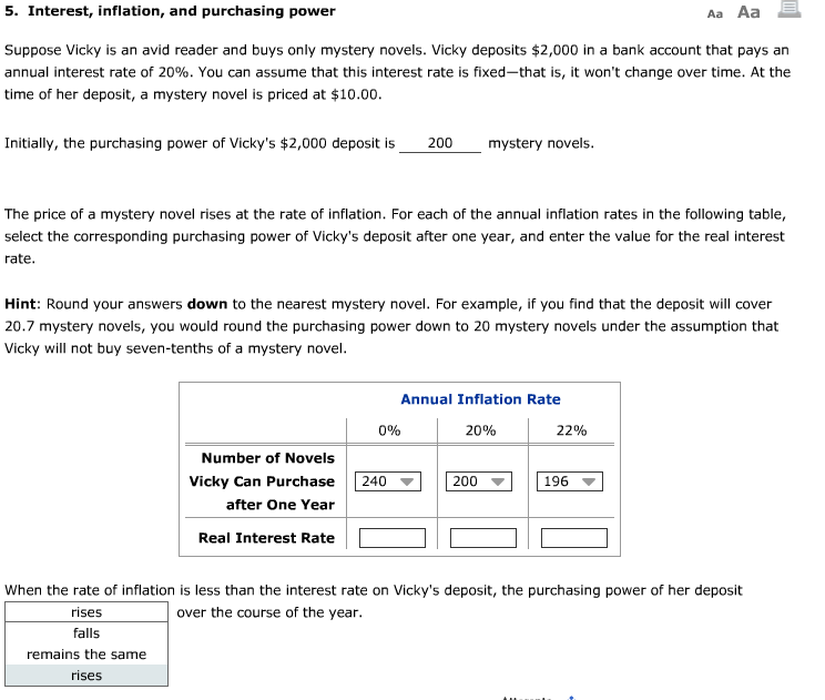 Solved Interest, inflation, and purchasing power Suppose | Chegg.com