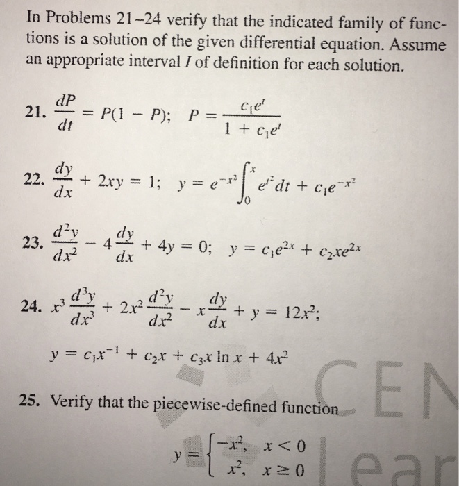 Solved In Problems 21-24 verify that the indicated family of | Chegg.com