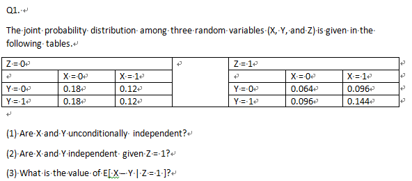 Solved: The Joint Probability Distribution Among Three Ran... | Chegg.com