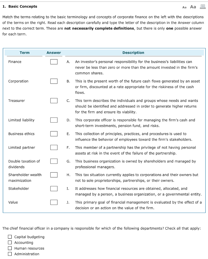 Solved: Match The Terms Relating To The Basic Terminology ... | Chegg.com