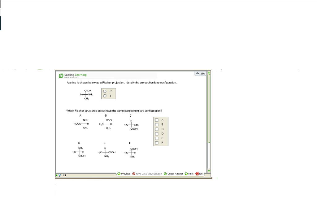 Solved: Map Sapling Learning Alanine Is Shown Below As A F... | Chegg.com