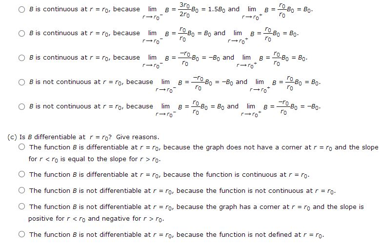 Solved B = {r/r0 B0 for r r0 r0/r B0 for r > r0 B is | Chegg.com