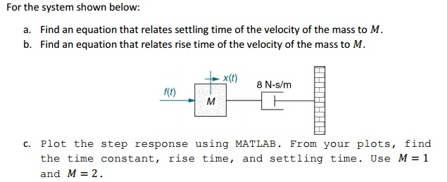 Solved: For The System Shown Below: A. Find An Equation Th... | Chegg.com