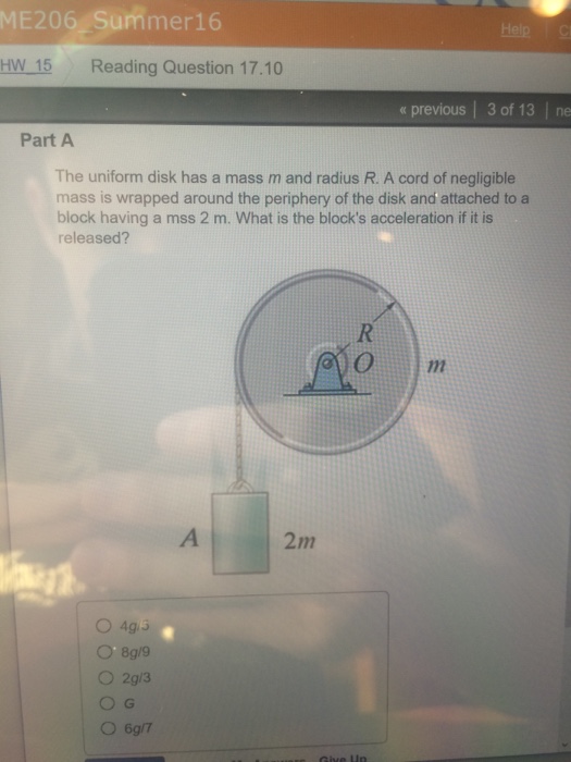 Solved: The Uniform Disk Has A Mass M And Radius R. A Cord... | Chegg.com