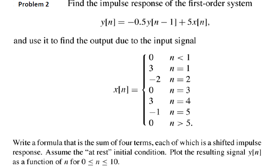 Solved Find The Impulse Response Of The First Order System 