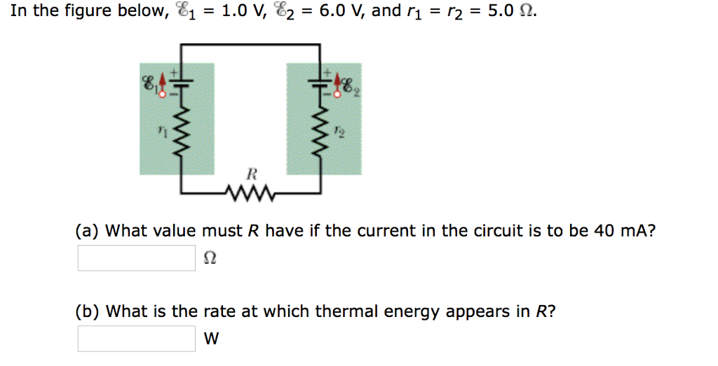 Solved In the figure below, 1 = 1.0V, E2 = 6.0V, and r1 = r2 | Chegg.com