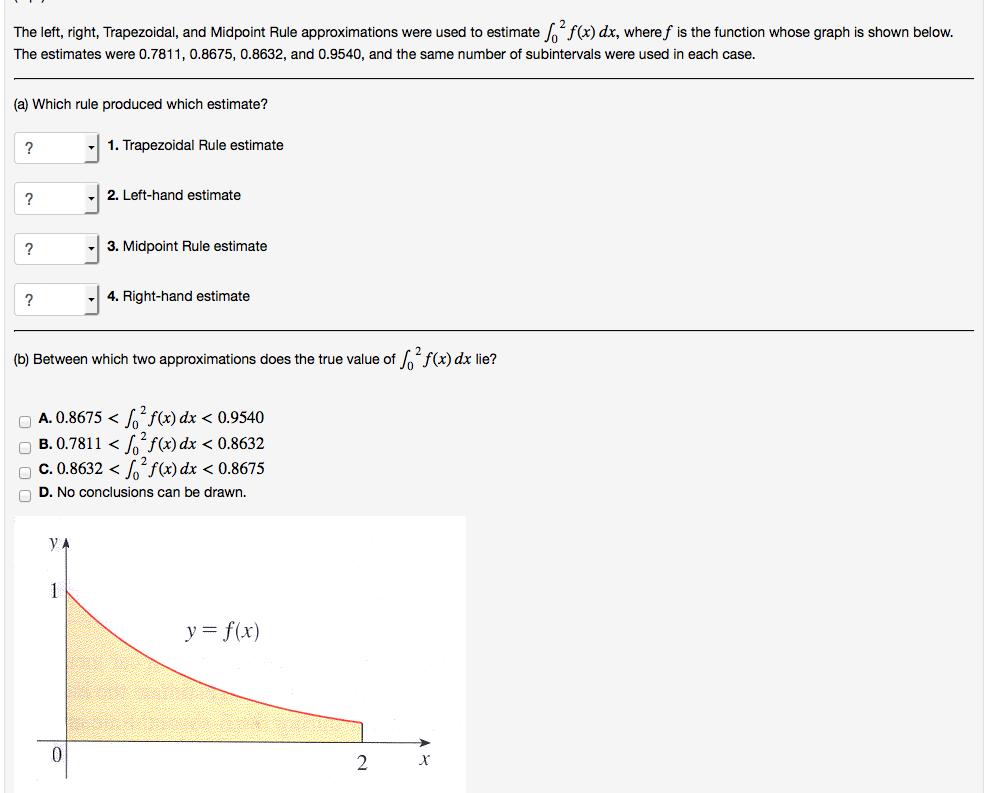 Solved The left, right, Trapezoidal, and Midpoint Rule | Chegg.com