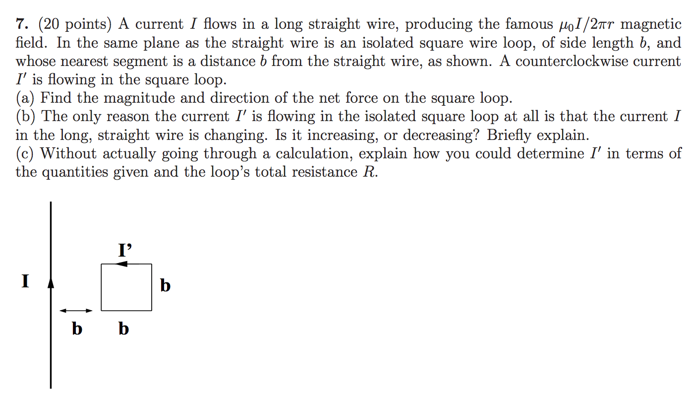 A current I flows in a long straight wire, producing | Chegg.com