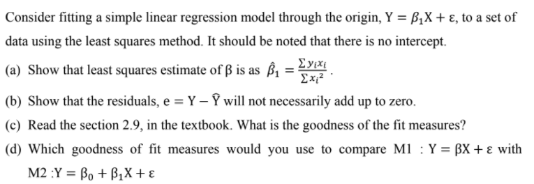 Solved Consider Fitting A Simple Linear Regression Model