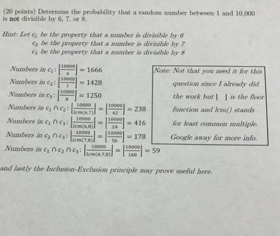 Solved (20 points) Determine the probability that a random | Chegg.com
