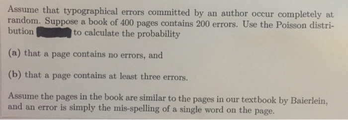 Solved Assume that typographical errors committed by an | Chegg.com