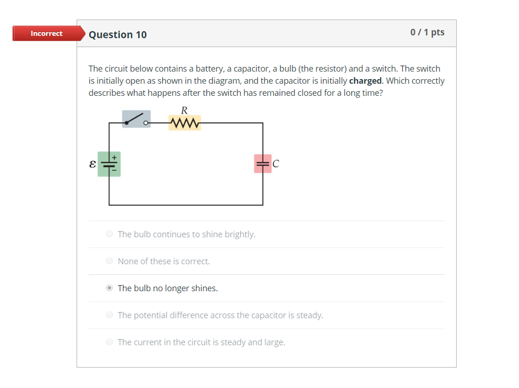 Solved: The Circuit Below Contains A Battery, A Capacitor,... | Chegg.com