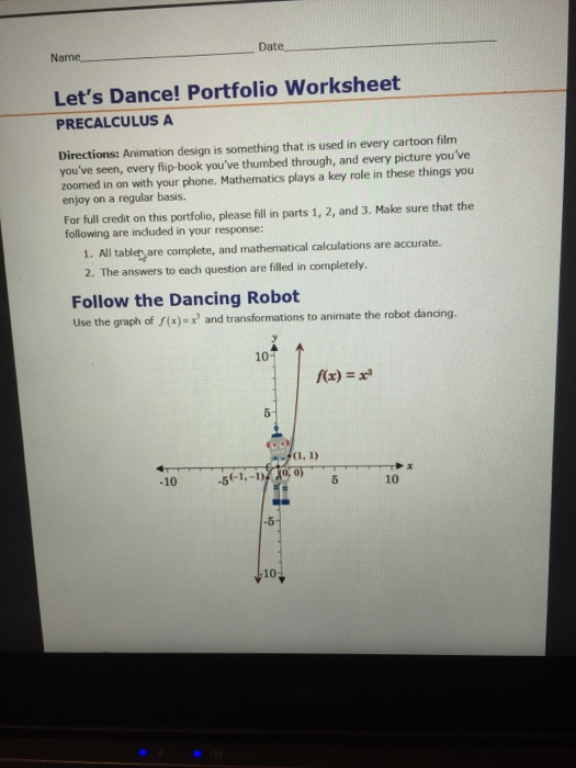 Solved: Name Date Let's Dance! Portfolio Worksheet PRECALC... | Chegg.com
