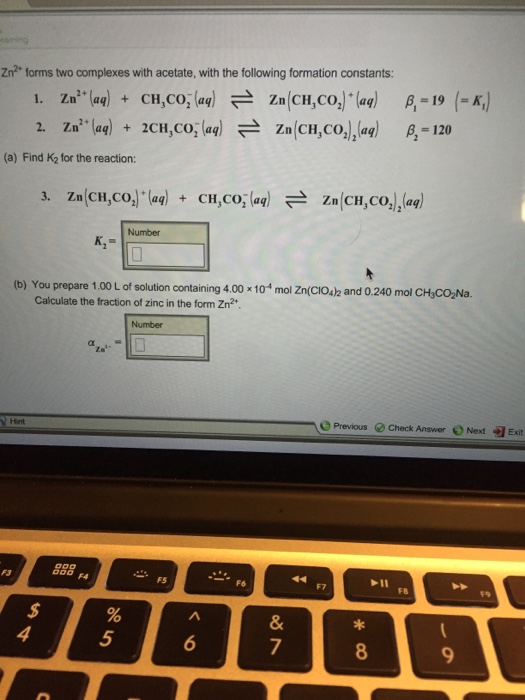 Solved: Zn^2+ Forms Two Complexes With Acetate. With The F... | Chegg.com