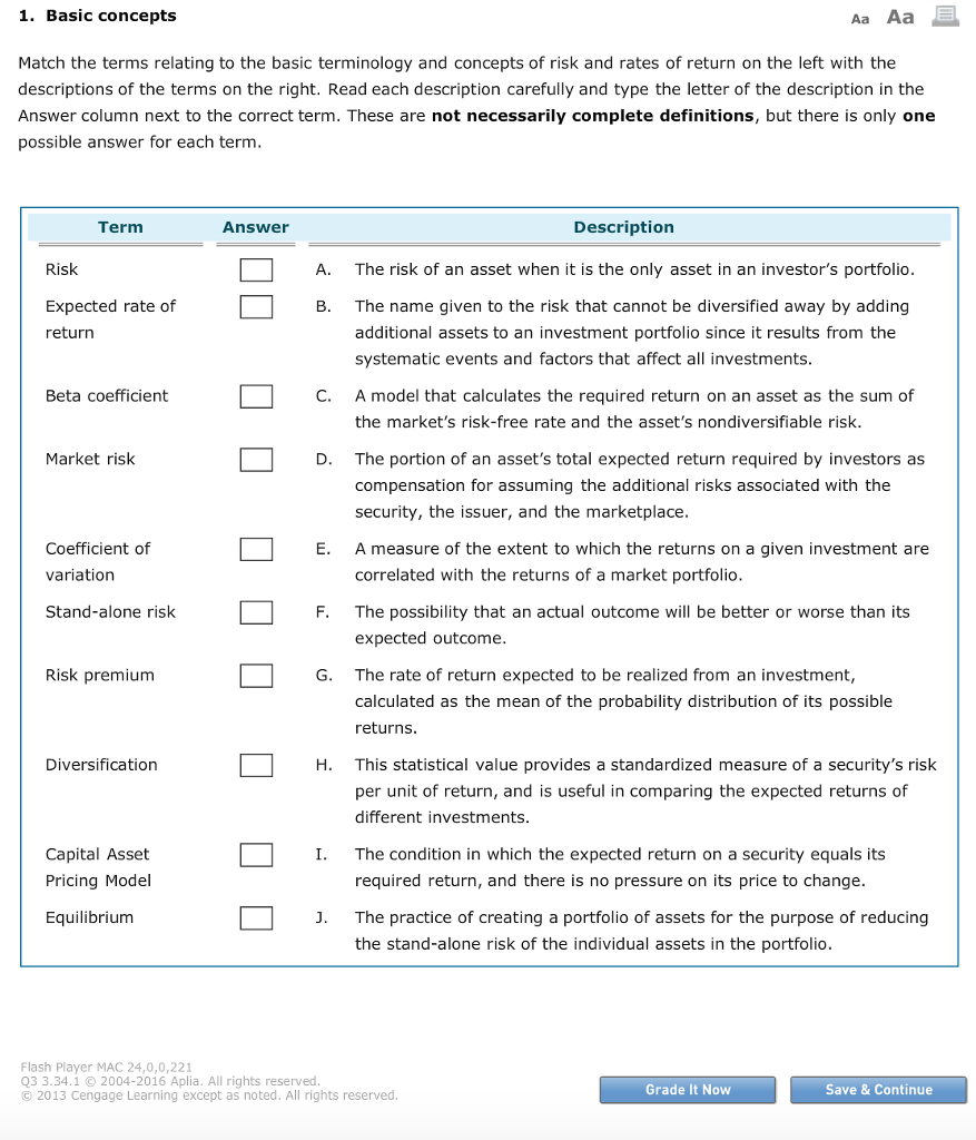 Solved: 1. Basic Concepts Aa Aa Match The Terms Relating T... | Chegg.com