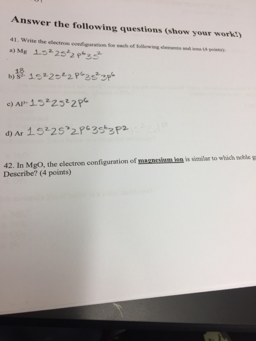 Solved Write the electron configuration for each of the | Chegg.com