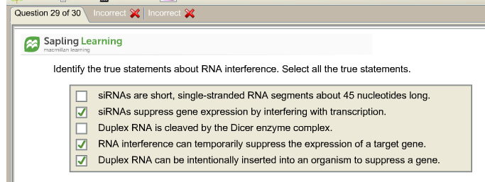 Solved: Identify The True Statements About RNA Interferenc... | Chegg.com
