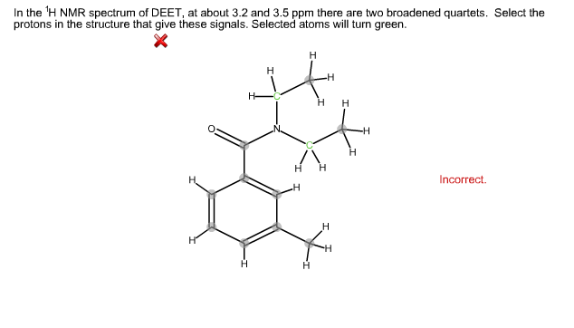 Solved: In The H1 NMR Spectrum Of DEET, At About 3.2 And 3... | Chegg.com