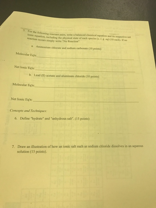 CHEM 3A Lab Quiz 3B Name: Lab Section (Instructor, | Chegg.com