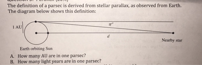 Solved The definition of a parsec is derived from stellar | Chegg.com