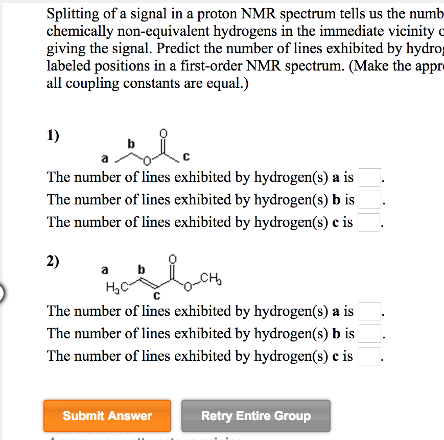 Solved: Splitting Of A Signal In A Proton NMR Spectrum Tel... | Chegg.com