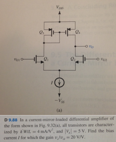Solved In a current-mirror-loaded differential amplifier | Chegg.com