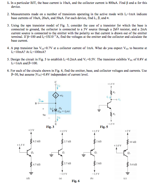 Solved In a particular BJT, the base current is 10uA, and | Chegg.com