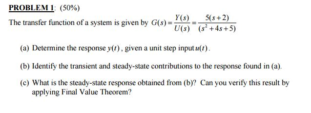 Solved The transfer function of a system is given by G(s) = | Chegg.com