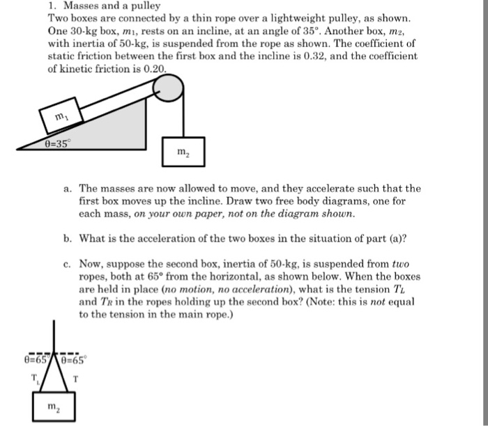 Solved: Masses And A Pulley Two Boxes Are Connected By A T... | Chegg.com