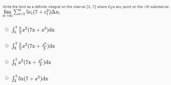 Solved Write the limit as a definite integral on the | Chegg.com