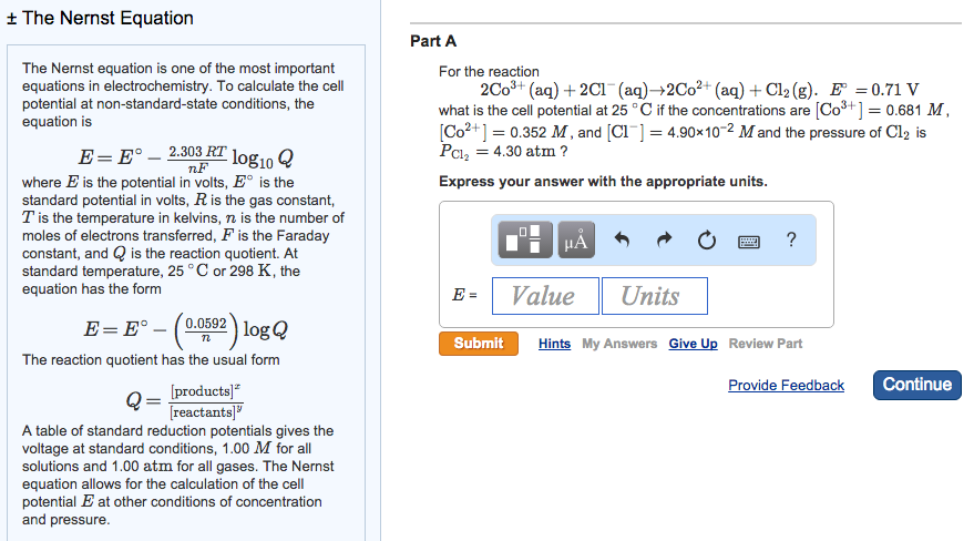Solved: The Nernst Equation Is One Of The Most Important E... | Chegg.com