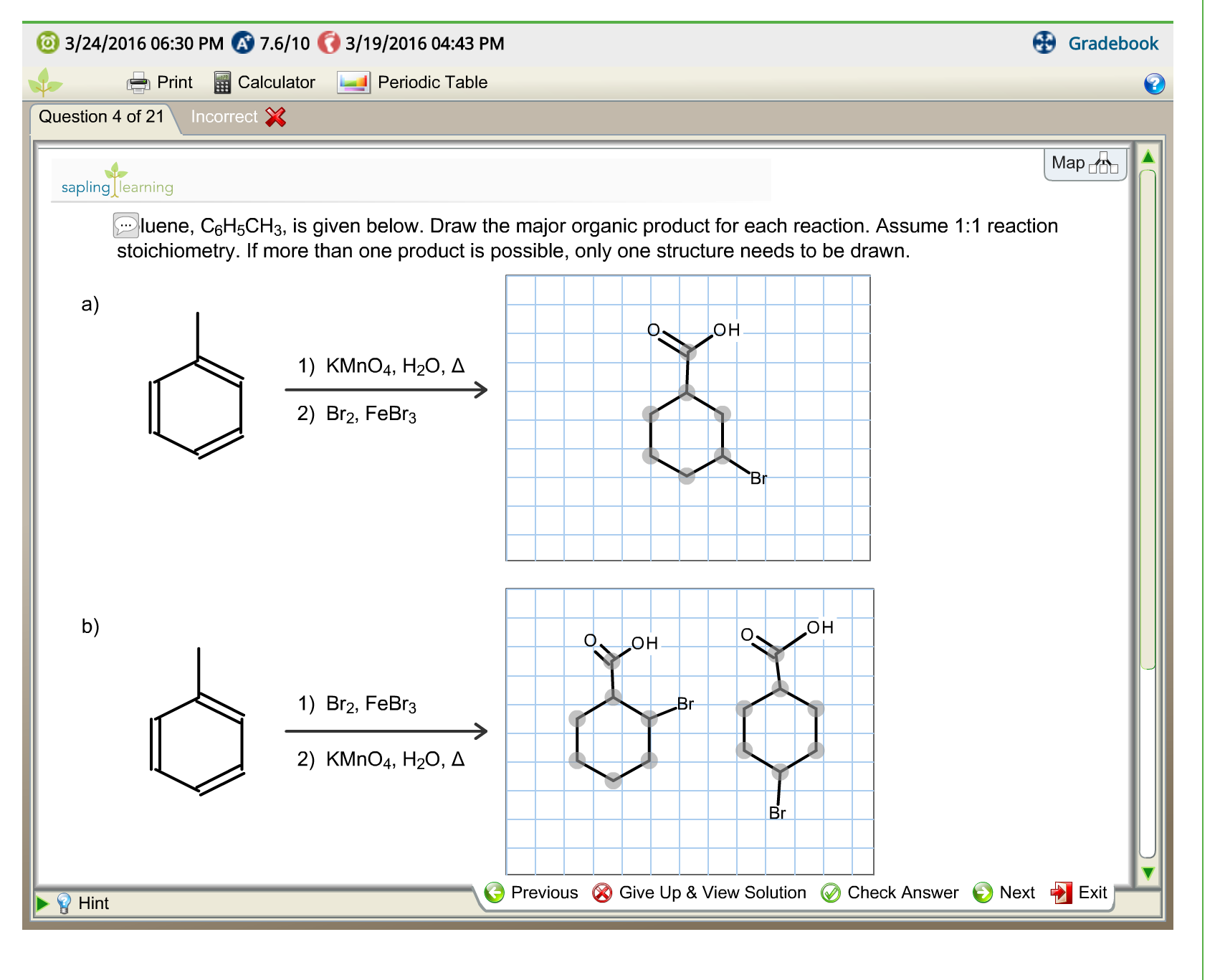 Solved: Toluene, C6H5CH3, Is Given Below. Draw The Major O... | Chegg.com