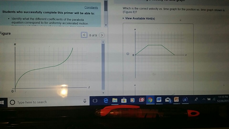 Solved Which Is The Correct Velocity Vs Time Graph For T