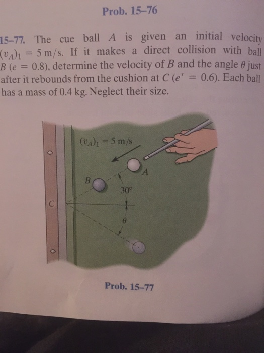 Solved: The Cue Ball A Is Given An Initial Velocity (va)1 ... | Chegg.com